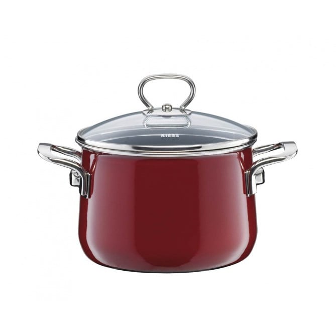 RIESS Rosso Set bordó - sada 4 hrnců s pokličkami a smaltované pánve | Finesio.cz